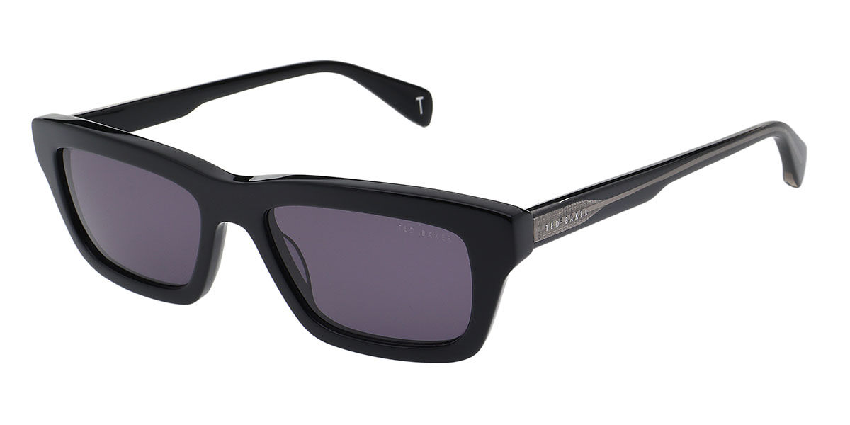 Ted Baker TB1764 Arthur 001 Rectangle Glossy Solid Black Sunglasses ...