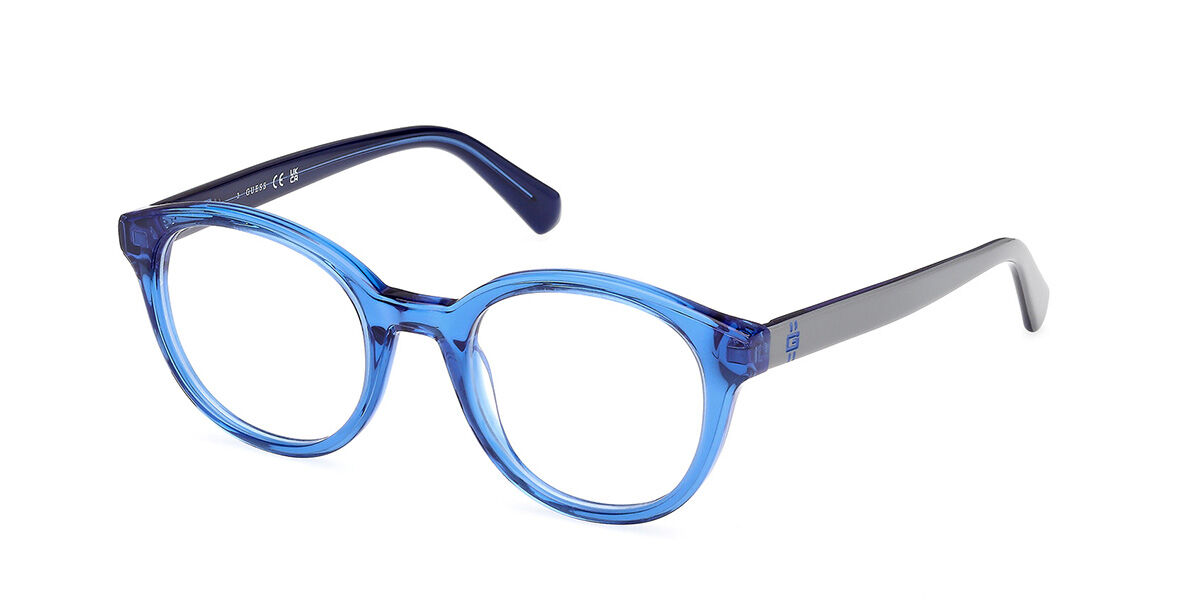 Guess GU50263 Kids 092 Oval Transparent Shiny Blue Eyeglasses ...
